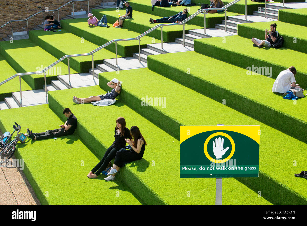 Public space green steps behind Kings Cross, London, UK Stock Photo - Alamy