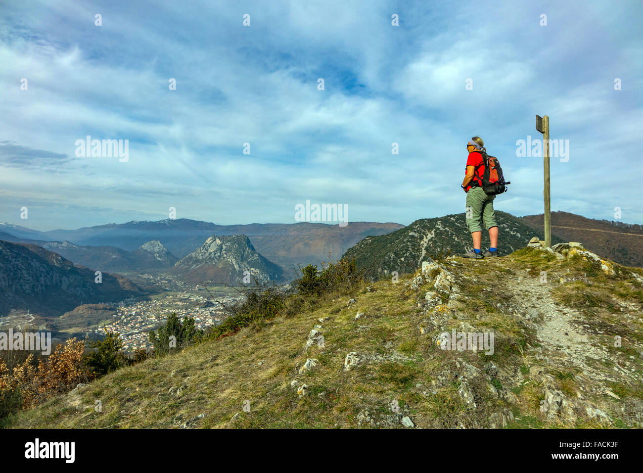 Female walker above Ariege Valley, French Pyrenees Stock Photo - Alamy