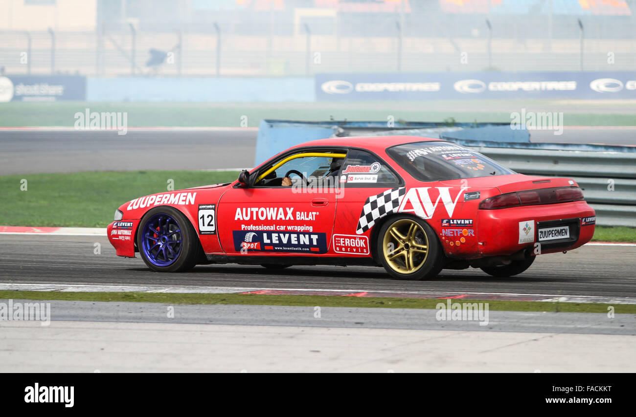 Driver Burak Unal performs drift during FIA World Rallycross ...
