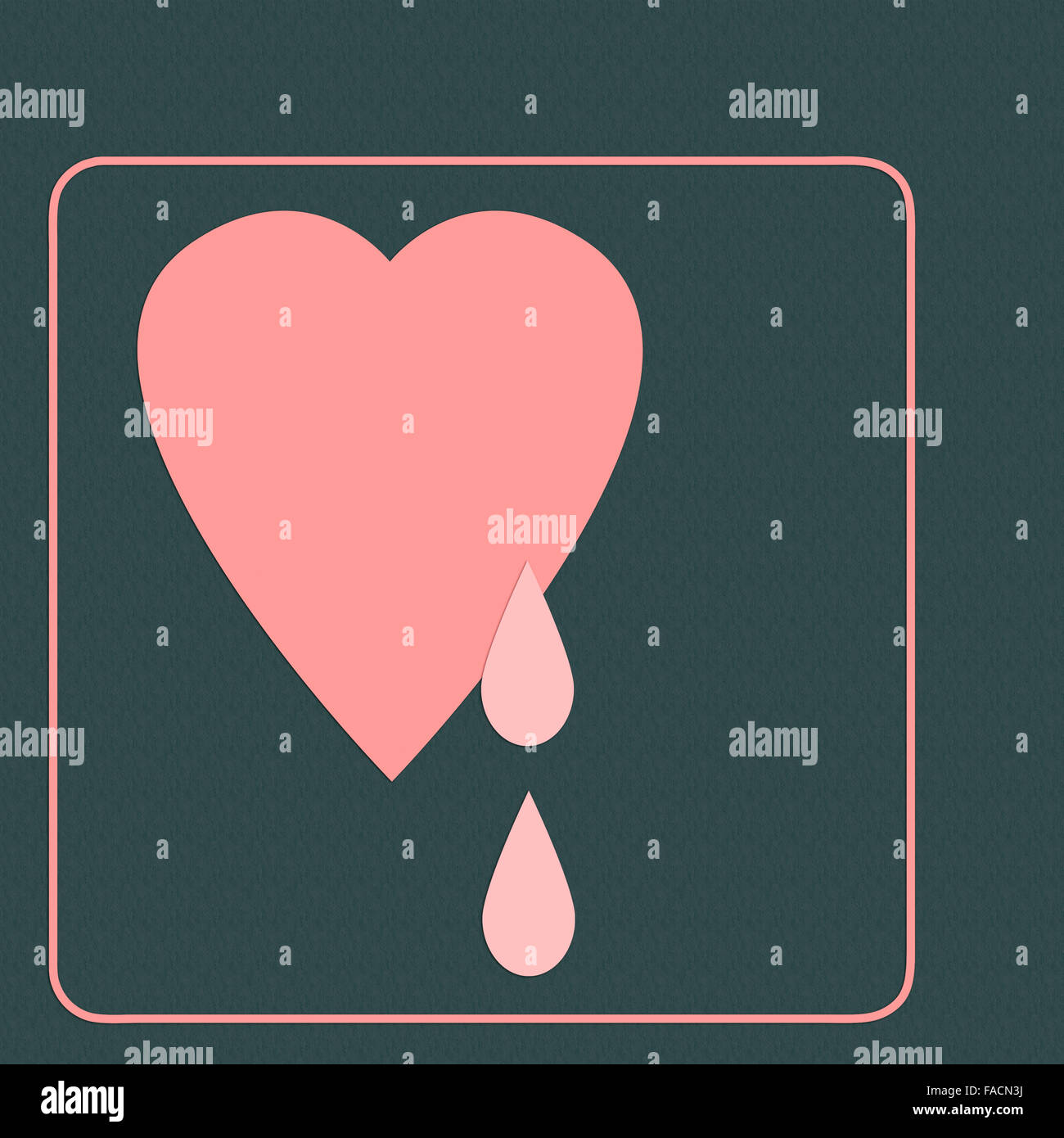Flat design heart with tears Stock Photo - Alamy