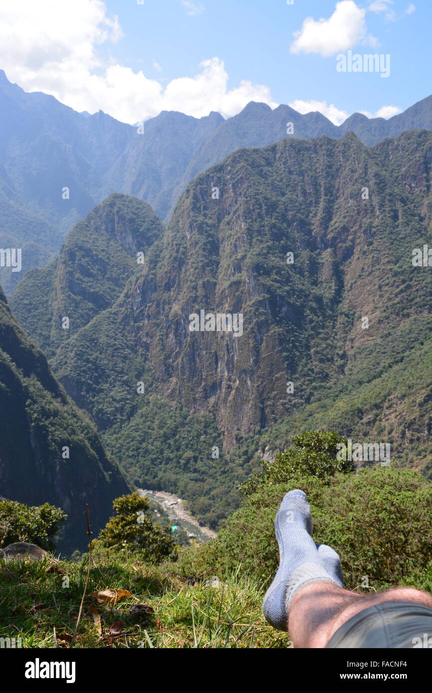 Taking a break from the crowds on a secluded terrace at Machu Picchu ...