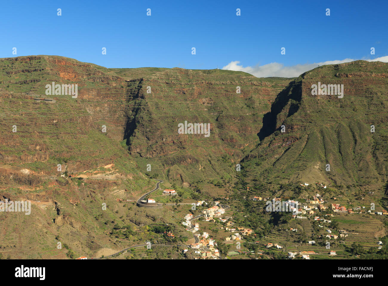 An photograph of Valle Gran Rey in La Gomera, Canary Islands, Spain ...