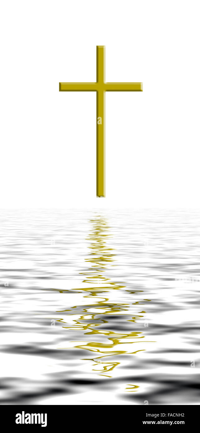 Peace be still. Cross and water reflections Stock Photo - Alamy