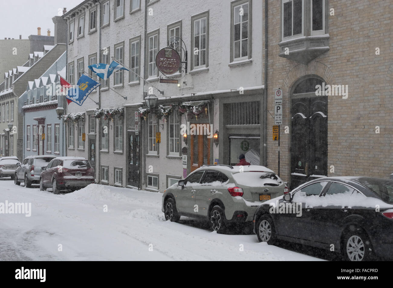 Quebec City, Quebec, Canada in the snow Stock Photo - Alamy