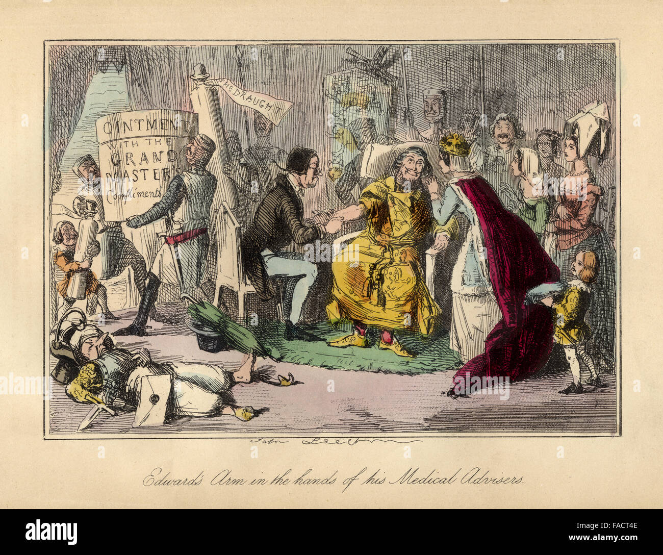 Hand coloured comic Illustration from 1846 depicting King Edward I with ...