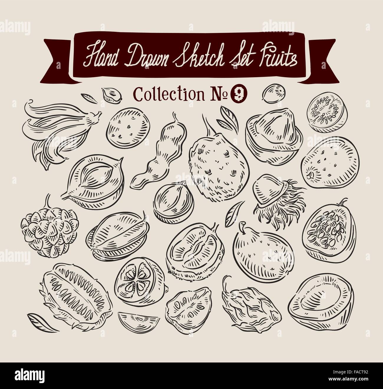 Passion fruit sketch hand Stock Vector Images - Alamy