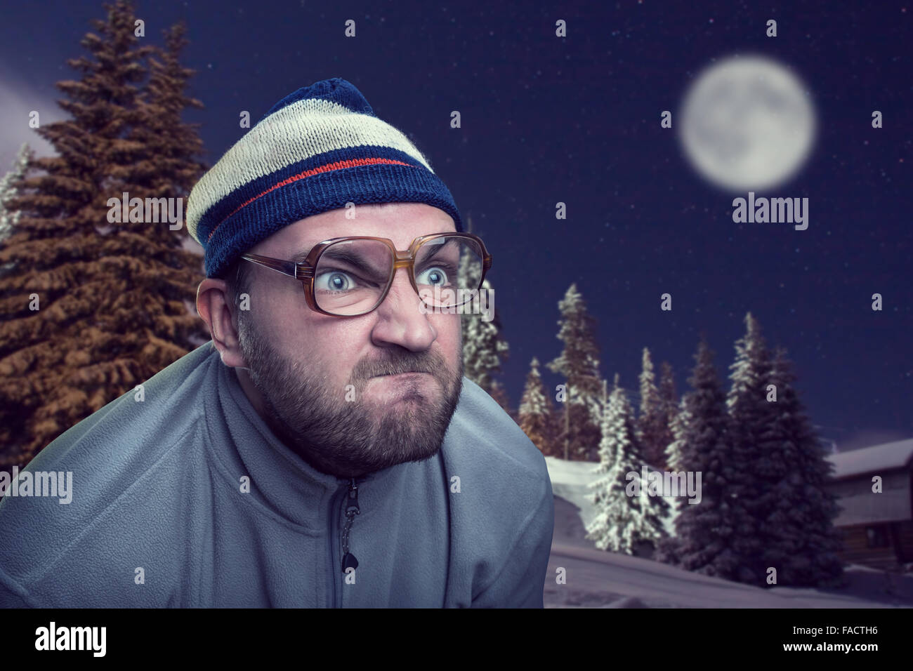 Male model posing in snow hi-res stock photography and images - Alamy