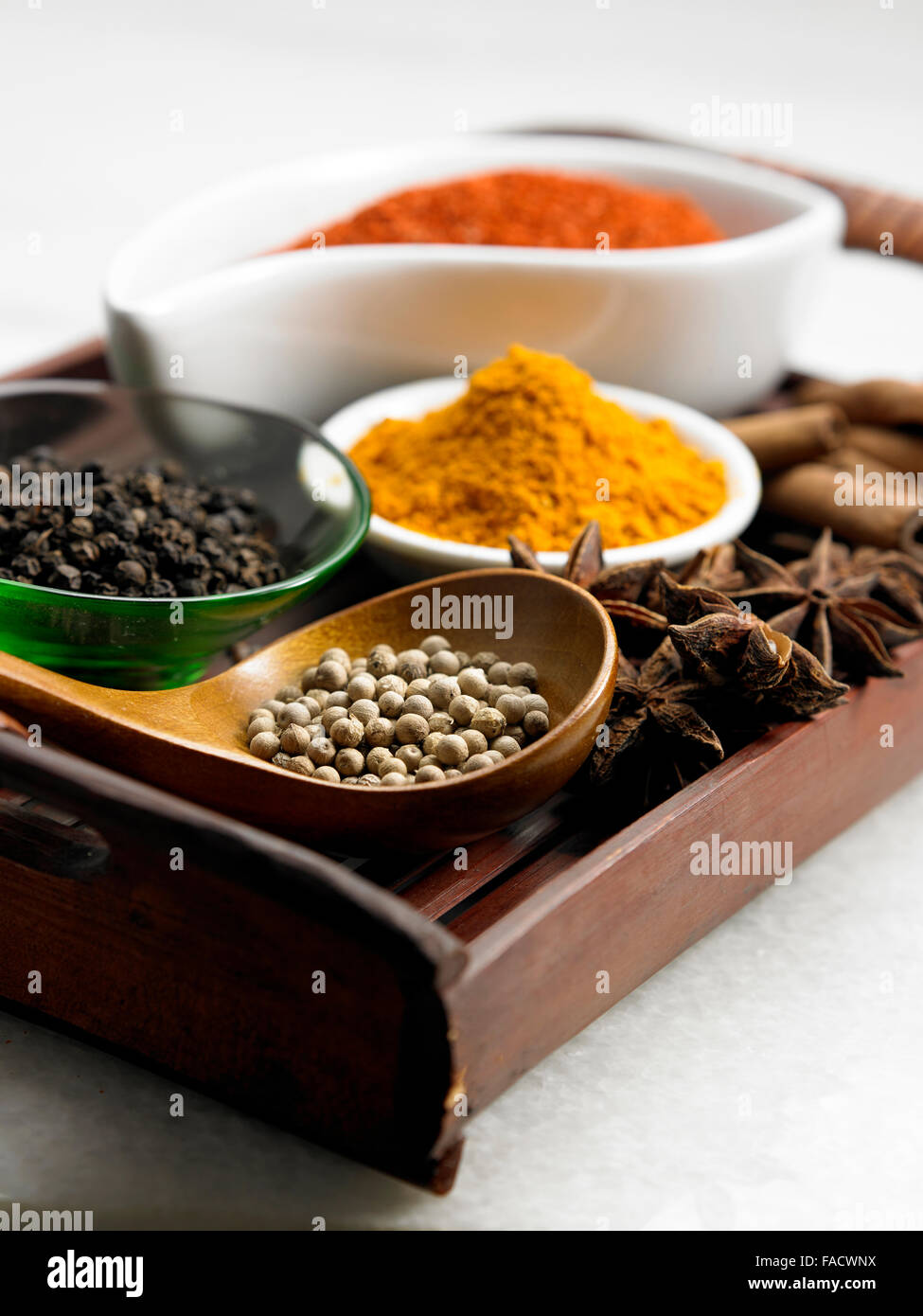 few asian spices on the tray Stock Photo - Alamy