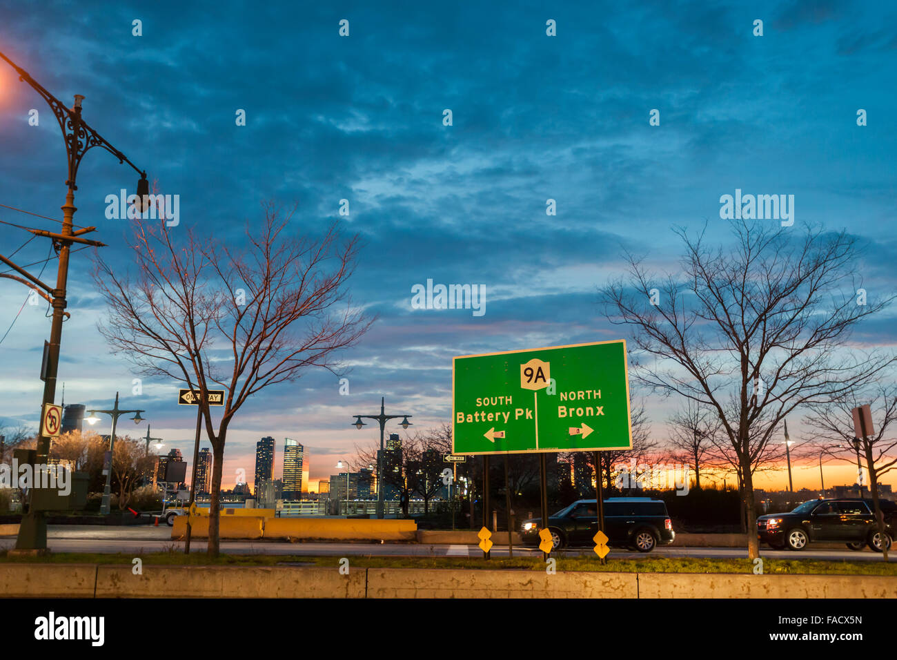 A directional sign on West Street in New York on Thursday, December 24 ...