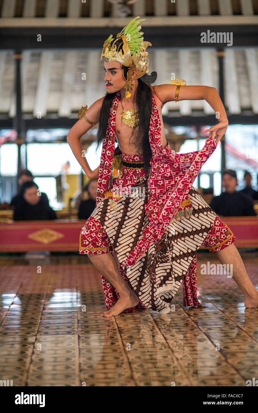 dancer performing a traditional Javanese dance at The Sultan's Palace / Kraton, Yogyakarta, Java ...