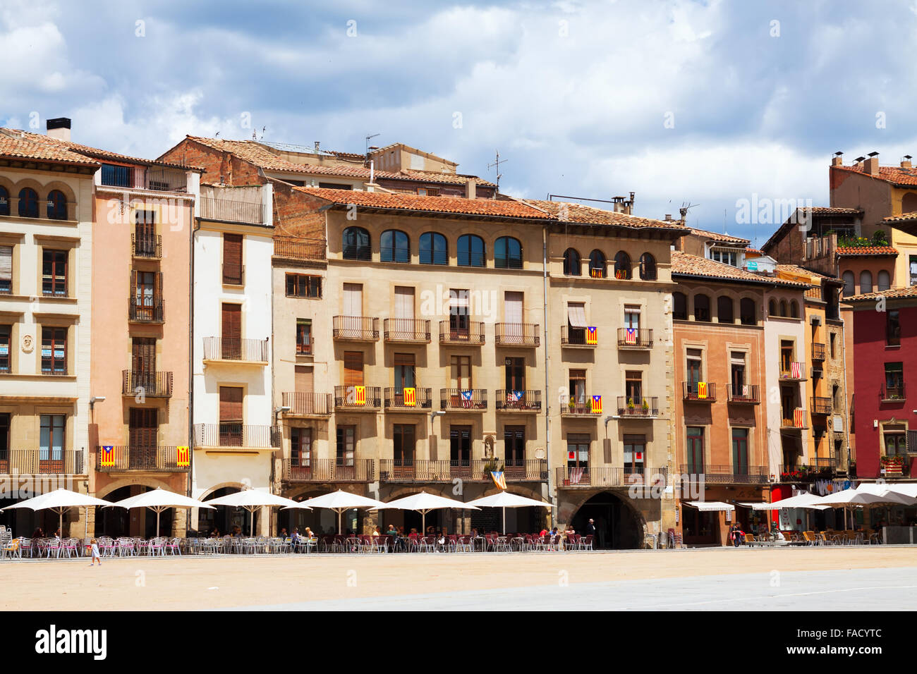 VIC, SPAIN - JUNE 1, 2014: View of Plaza Mayor in Vic. Vic is the ...