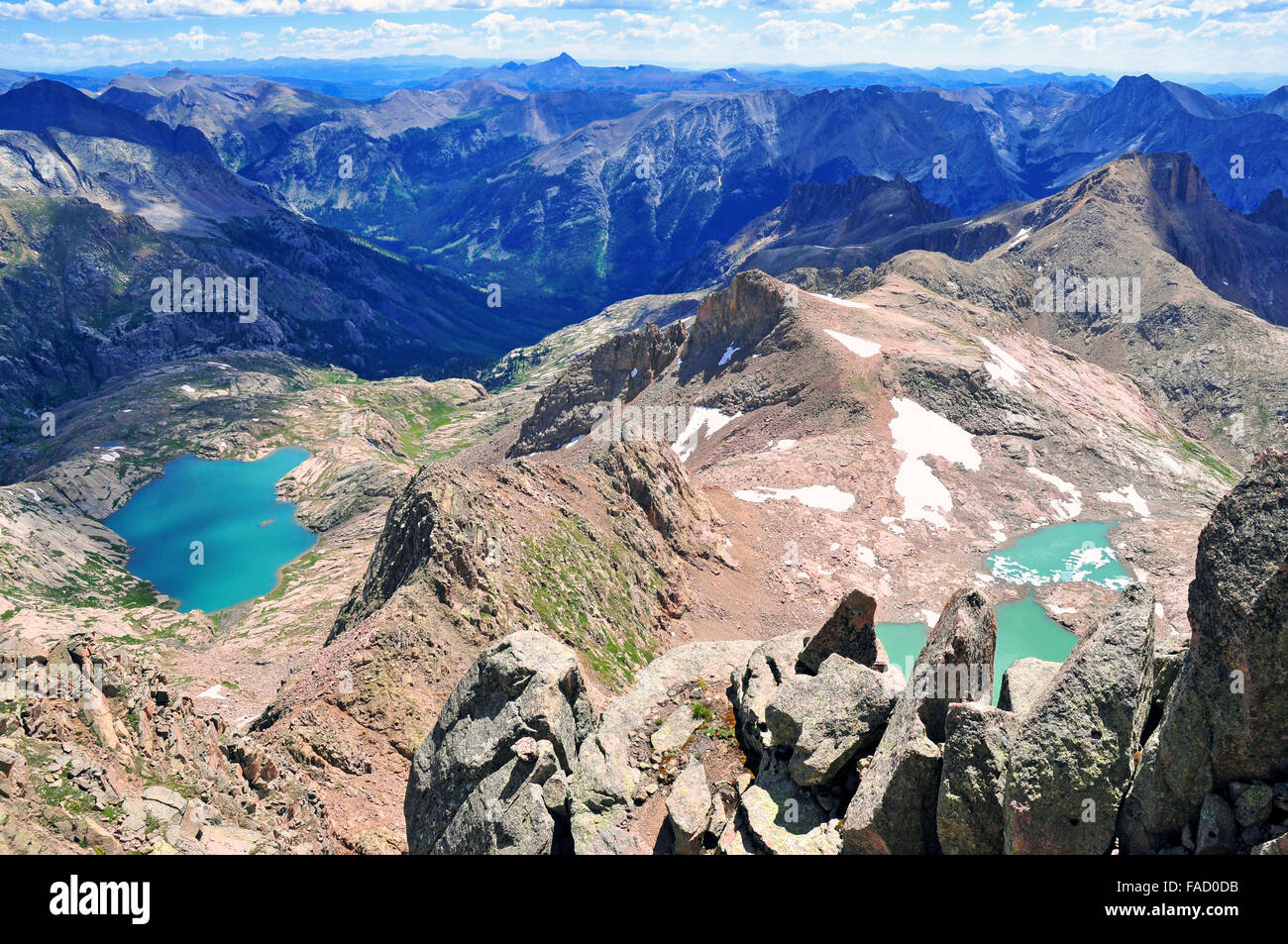 High altitude clear alpine lakes in the Rocky Mountains, as viewed from ...