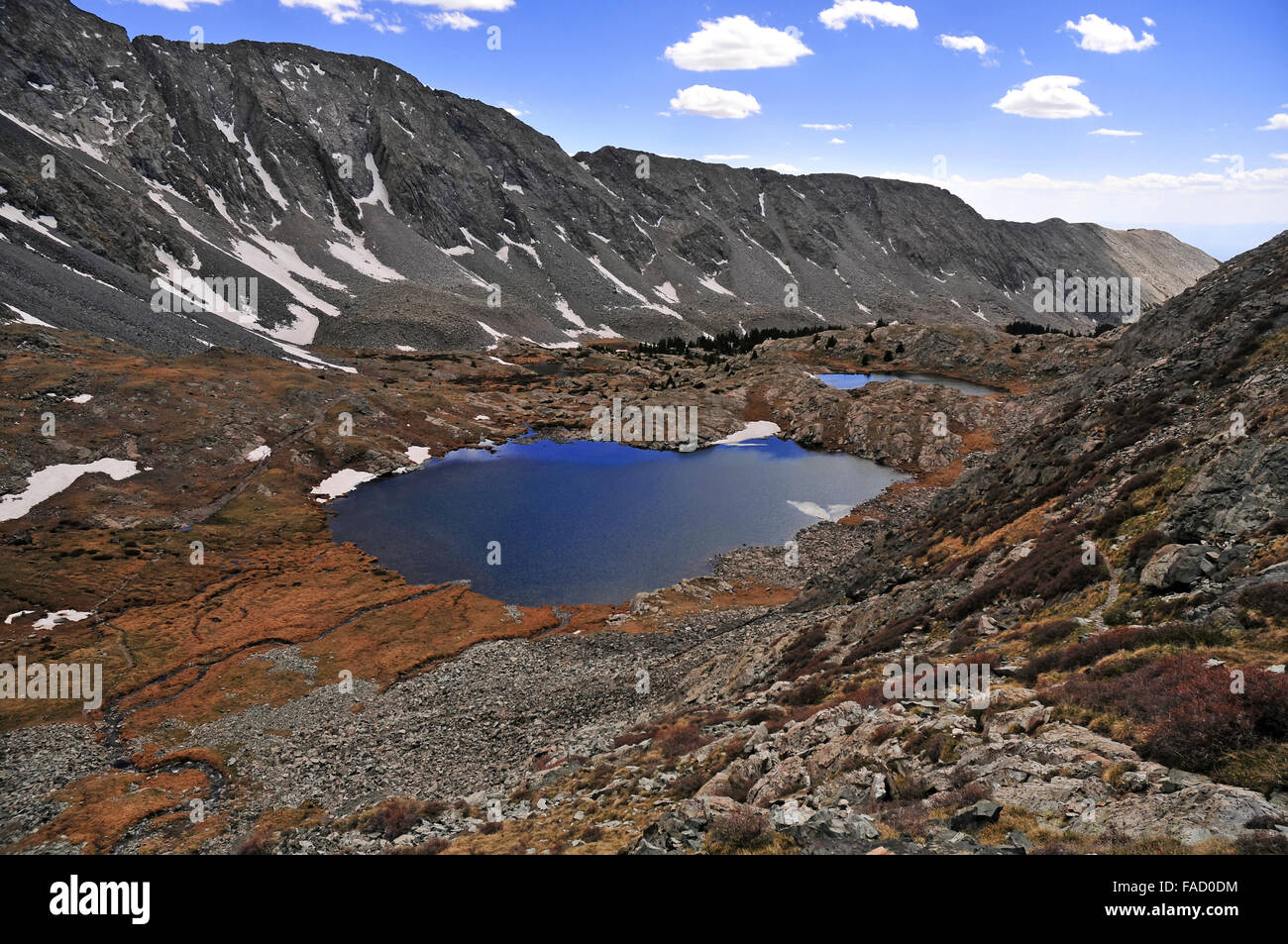High altitude clear alpine lakes in the Rocky Mountains, as viewed from ...