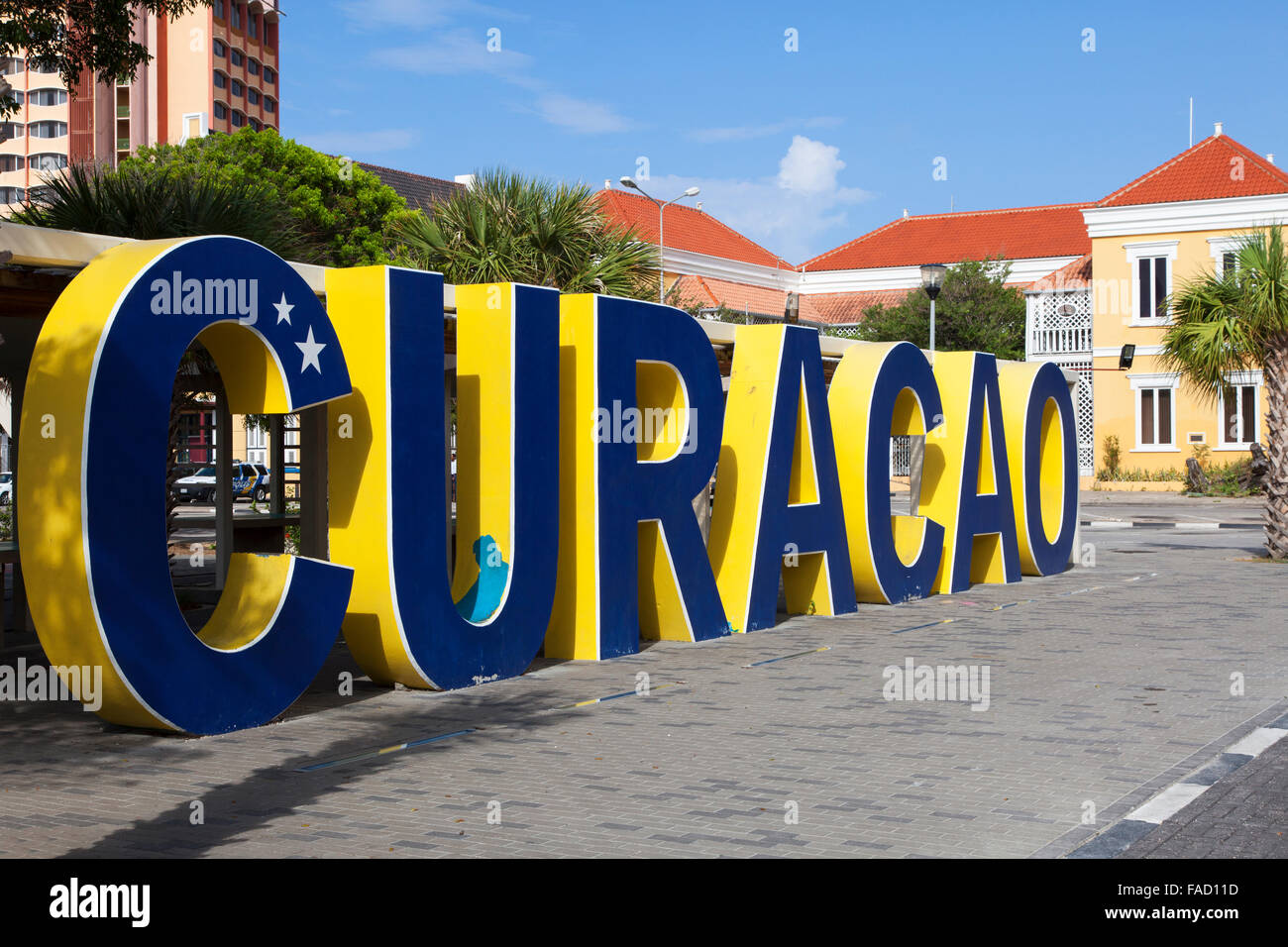 A Big Curacao Sign in the Center of Willemstad, Curacao Island Stock ...