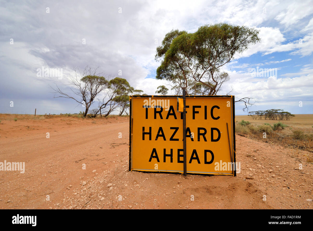 Traffic Hazard Ahead sign in the Australian desert Stock Photo - Alamy