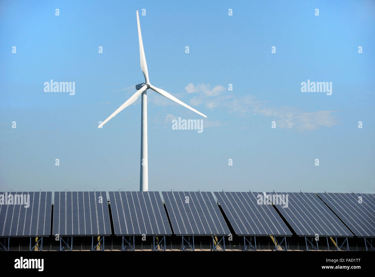 Solar cells and power wind mill in Holland Stock Photo - Alamy