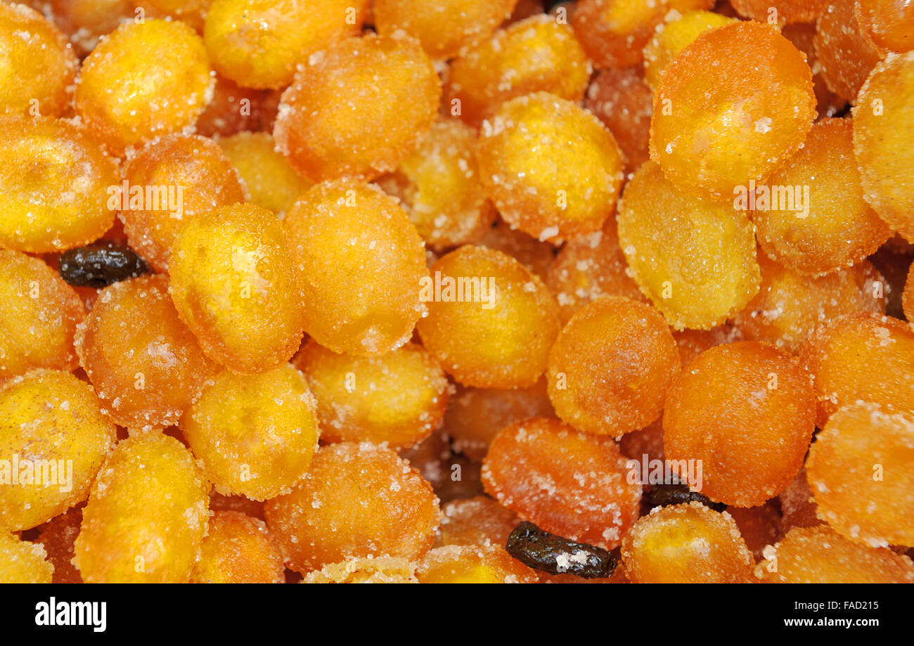 Dried Kumquat fruit, citrus family similar to orange, focus in the ...