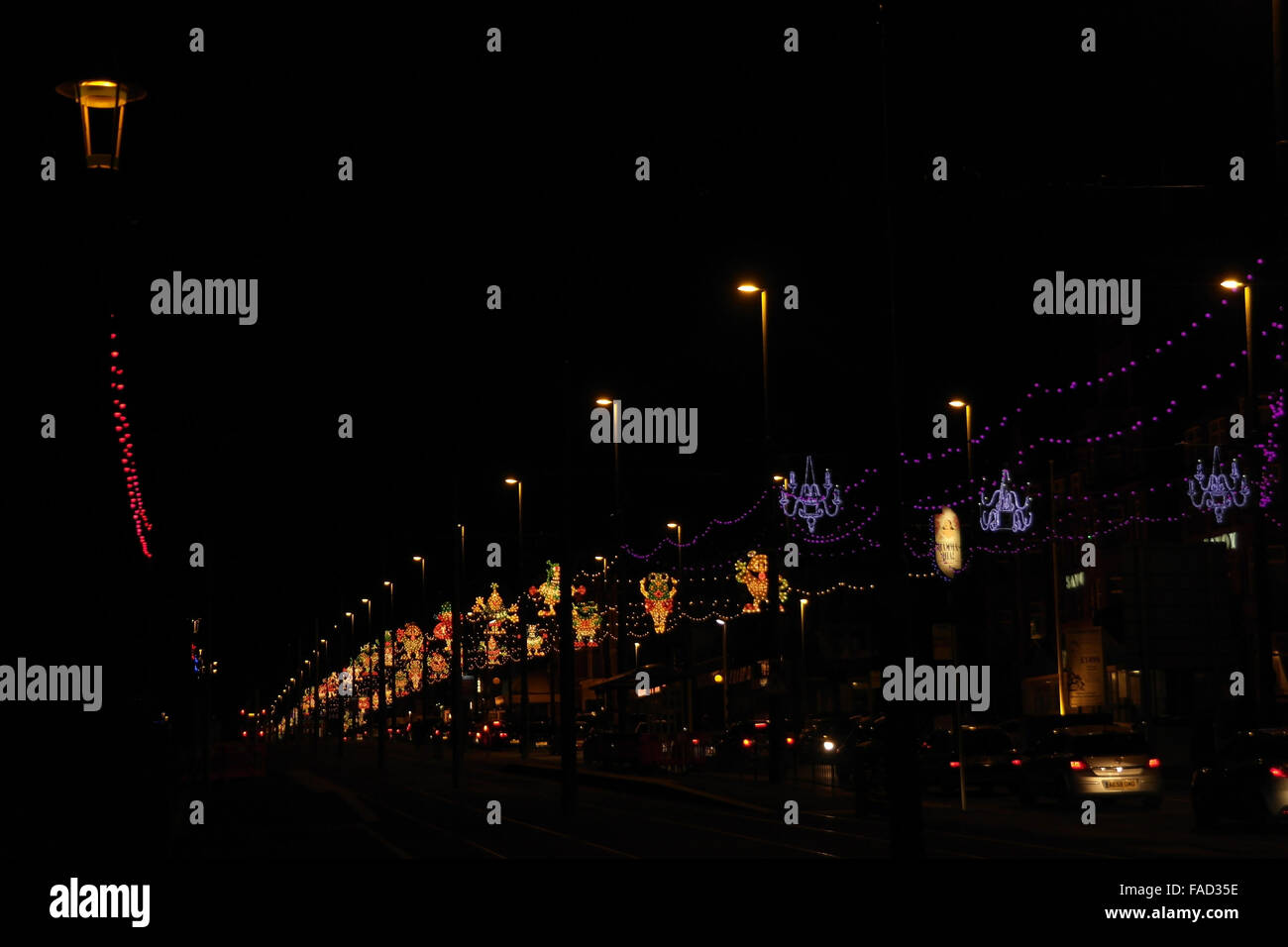 Night view, looking north from Gynn Square, 'Jelly Monsters' above ...