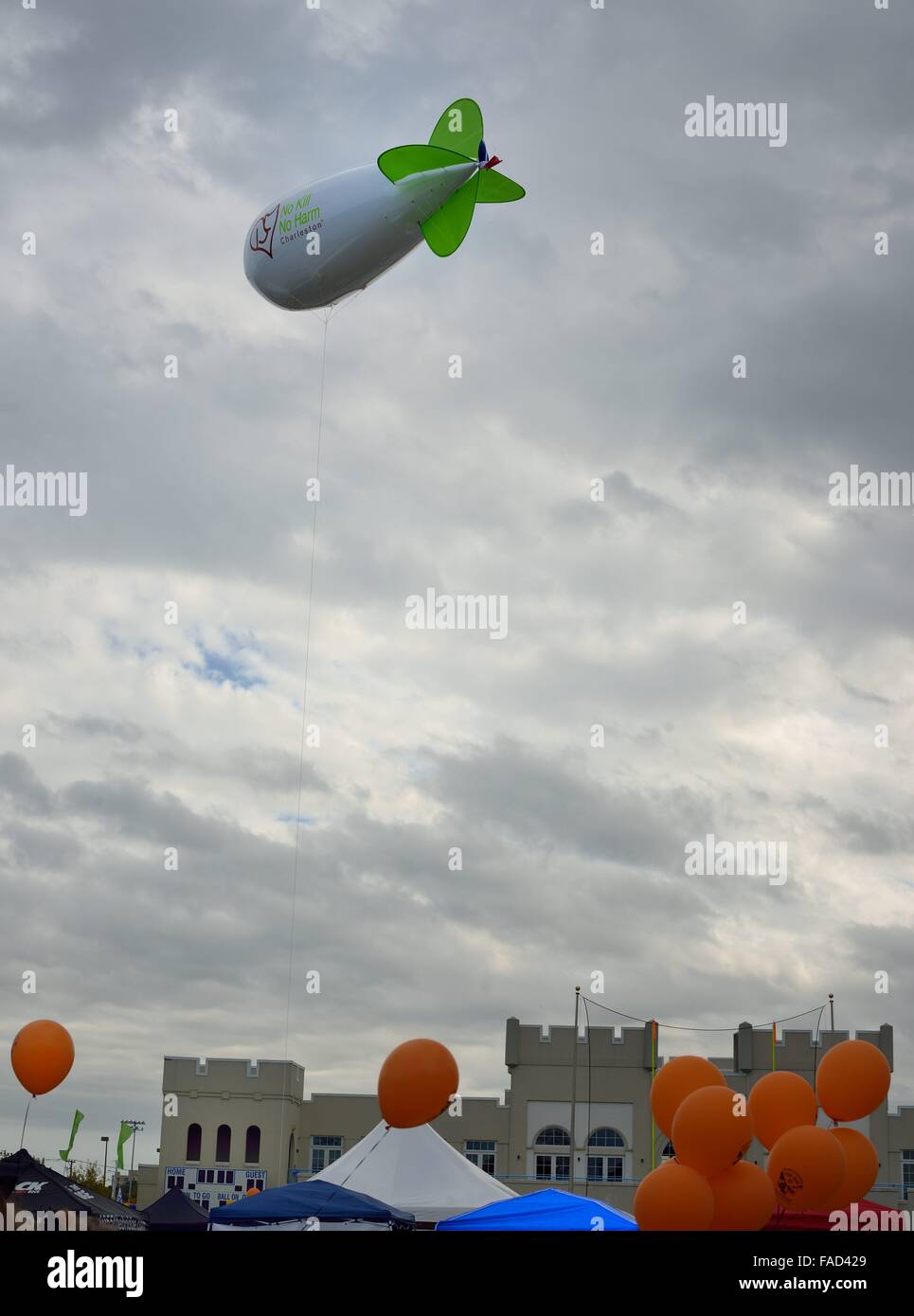 Balloon over Stadium Stock Photo - Alamy