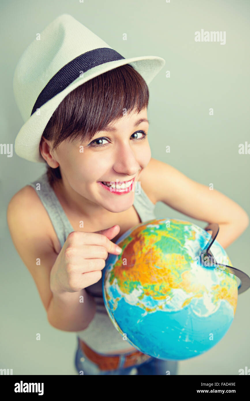 Girl who loves to travel Stock Photo - Alamy