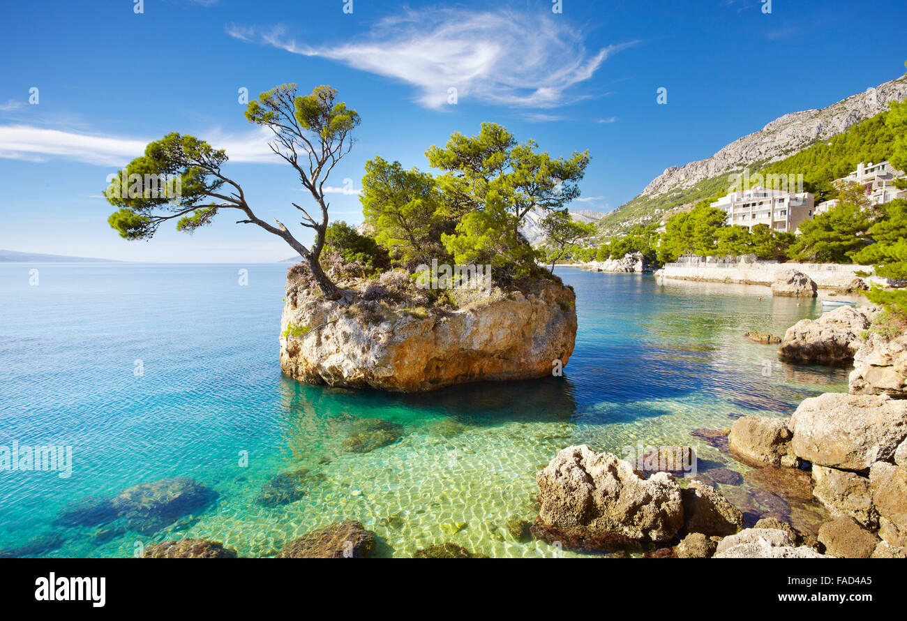 Makarska Riviera Coast, "Kamen Brela" (Brela Stone) on the beach is ...