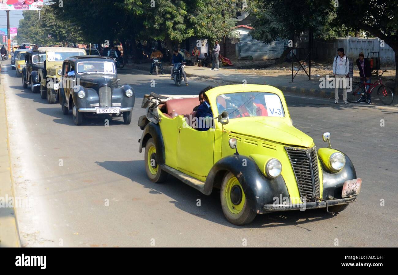 Allahabad, India. 27th Dec, 2015. The vintage cars parade during a ...