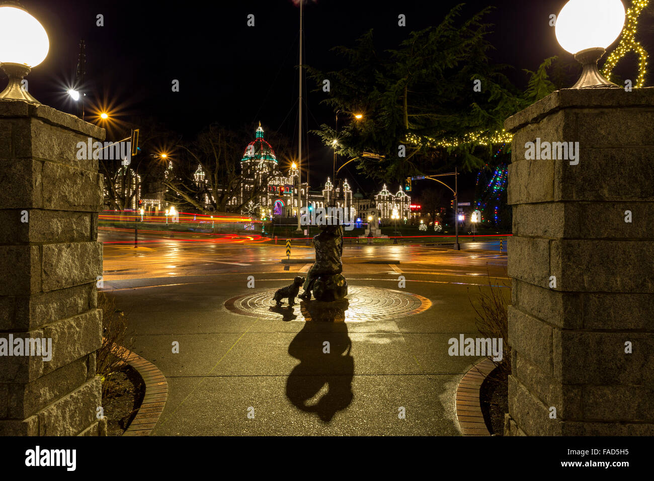 Emily Carr statue and Legislative buildings lit up for Christmas at ...