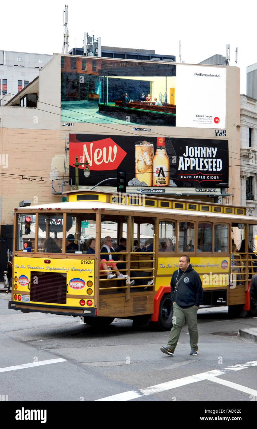 An Edward Hopper painting appears on an outdoor advertising billboard ...