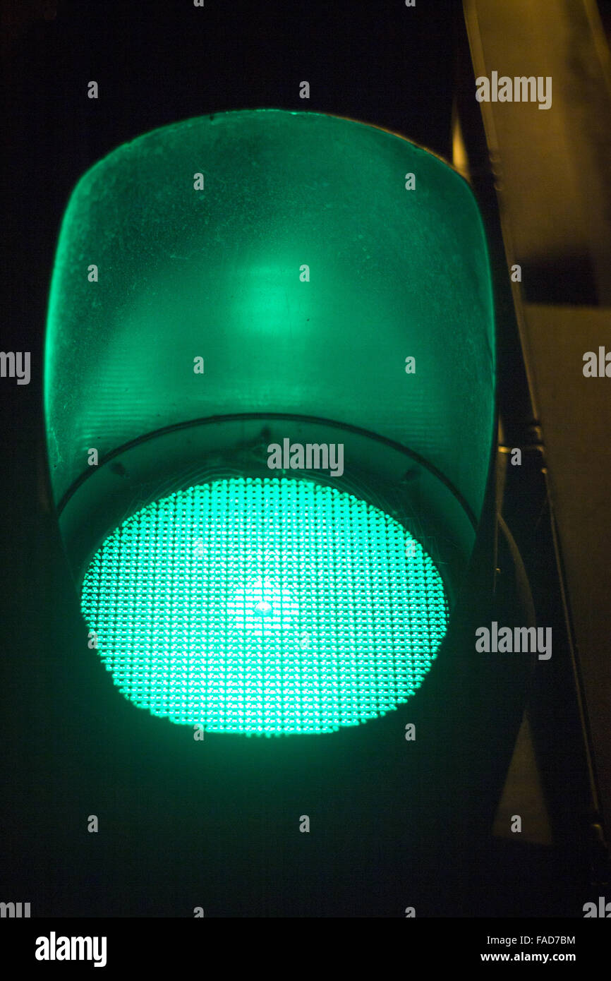 Green man go road traffic light sign Stock Photo - Alamy