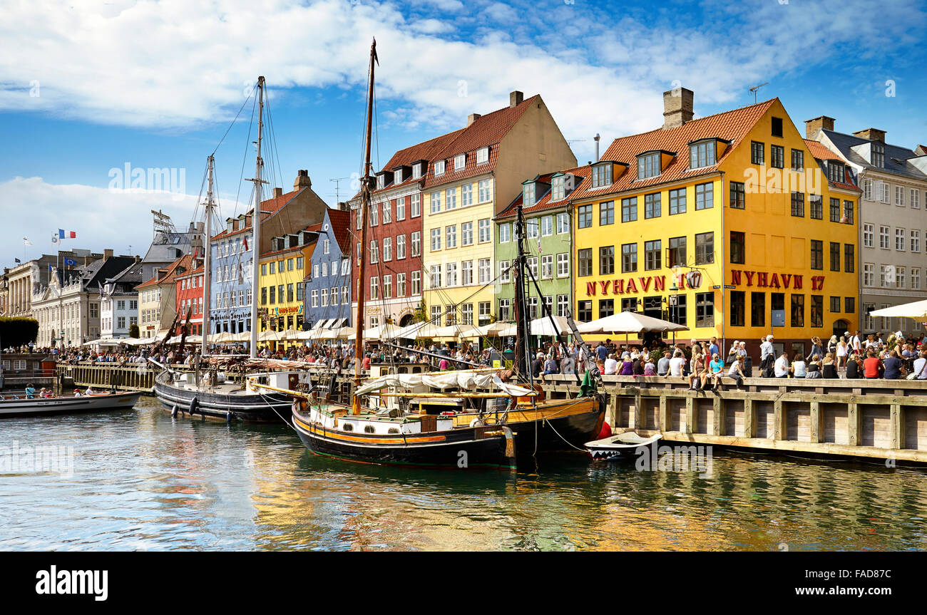 The boat moored in Nyhavn Canal, Copenhagen, Denmark Stock Photo - Alamy