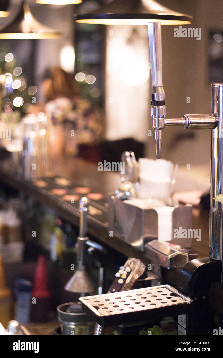 Lager draft beer pump in British pub bar wedding party reception in ...