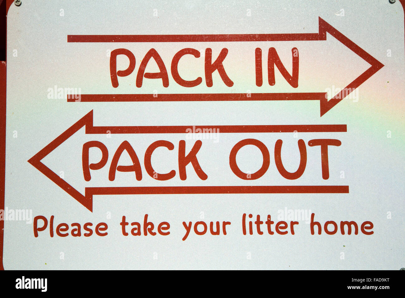 Pack in Pack out sign, Missouri Headwaters State Park, Montana Stock ...