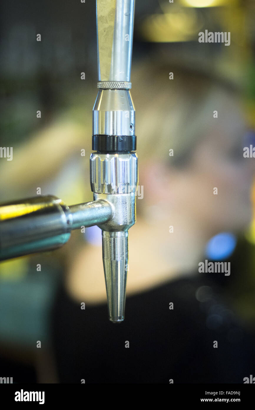 Lager draft beer pump in British pub bar wedding party reception in ...
