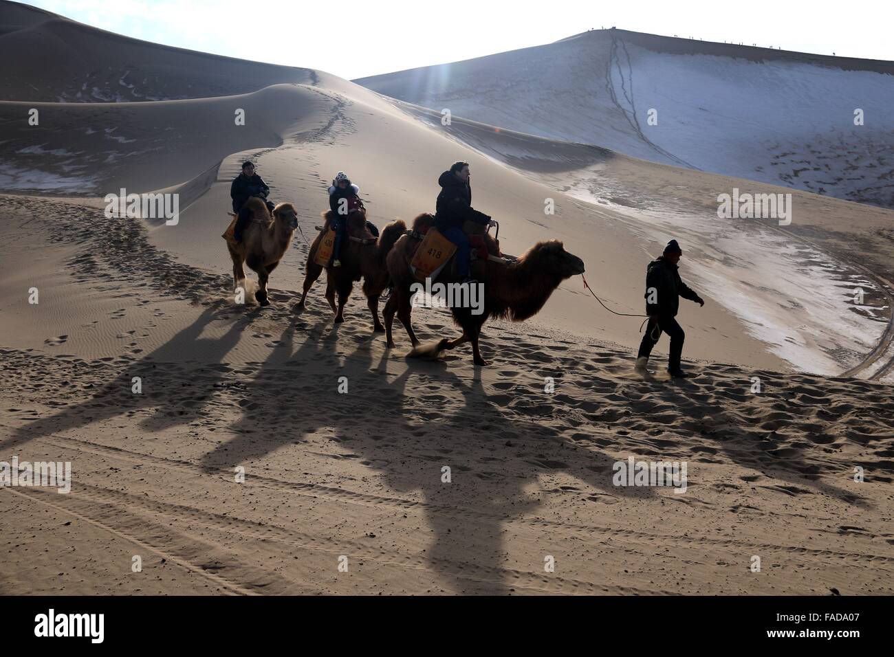 Dunhuang, China's Gansu Province. 26th Dec, 2015. Tourists riding ...