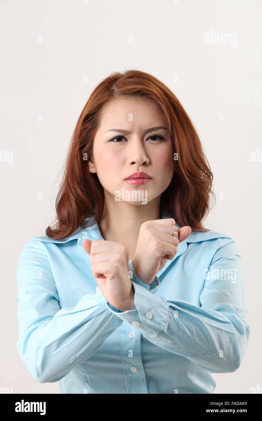 woman with hand gesture -reject Stock Photo - Alamy
