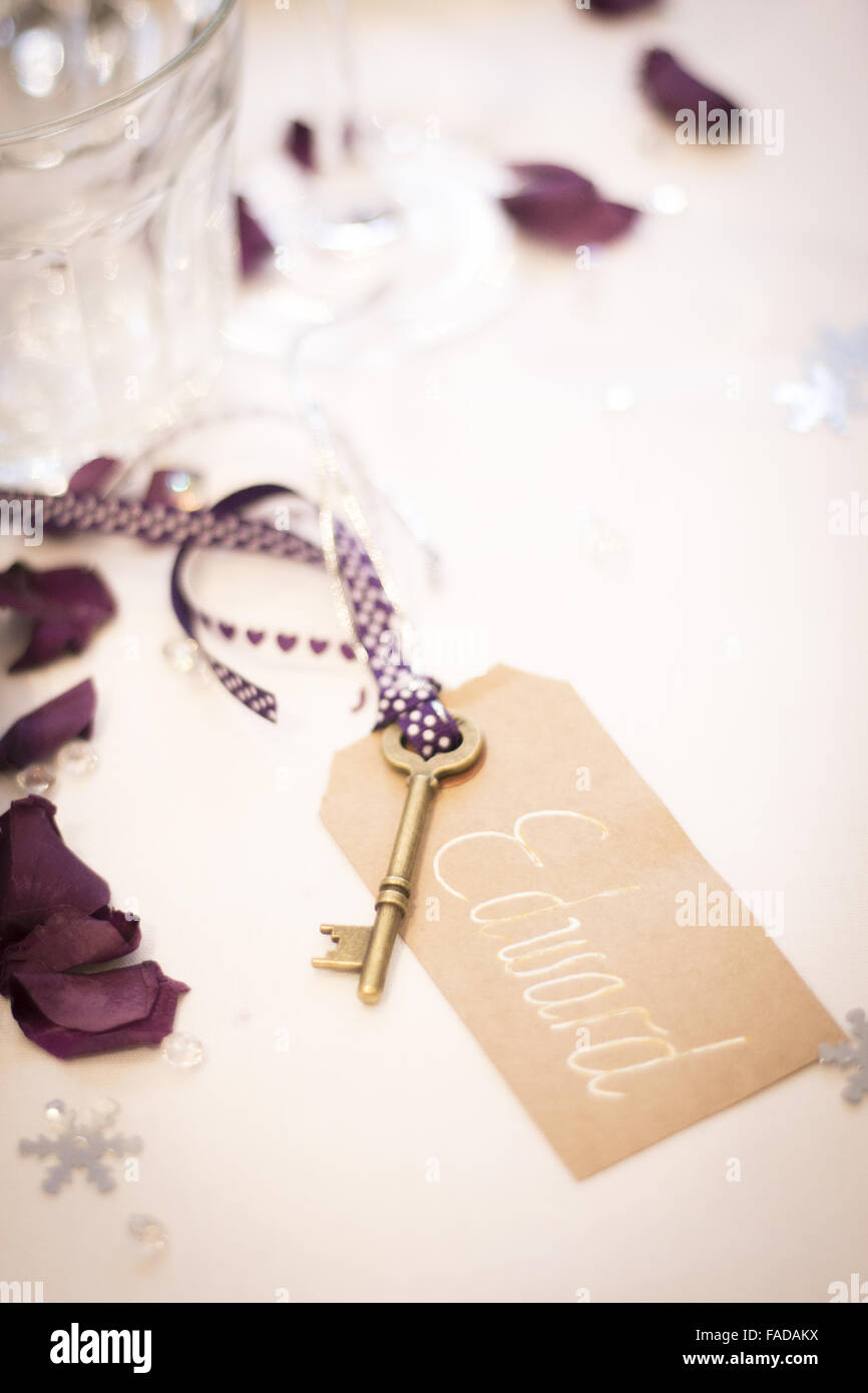 Wedding reception party dinner table cloth name tag for Edward set for ...