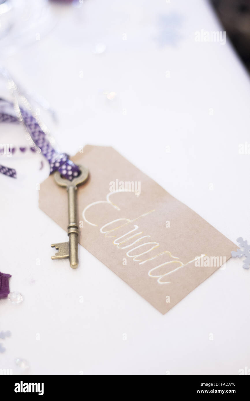 Wedding reception party dinner table cloth name tag for Edward set for ...