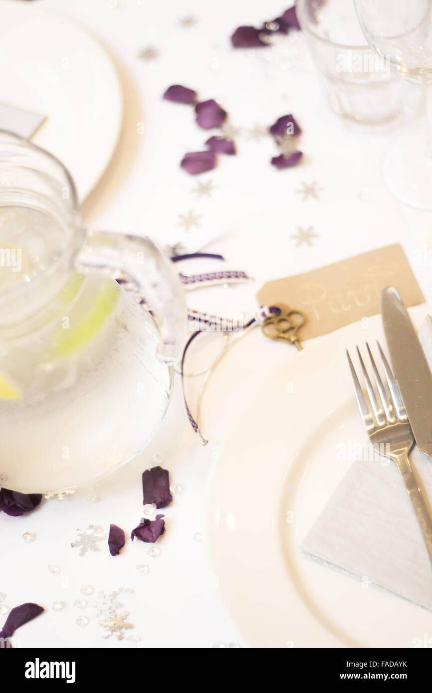 Water jug on table in wedding party reception dinner Stock Photo - Alamy