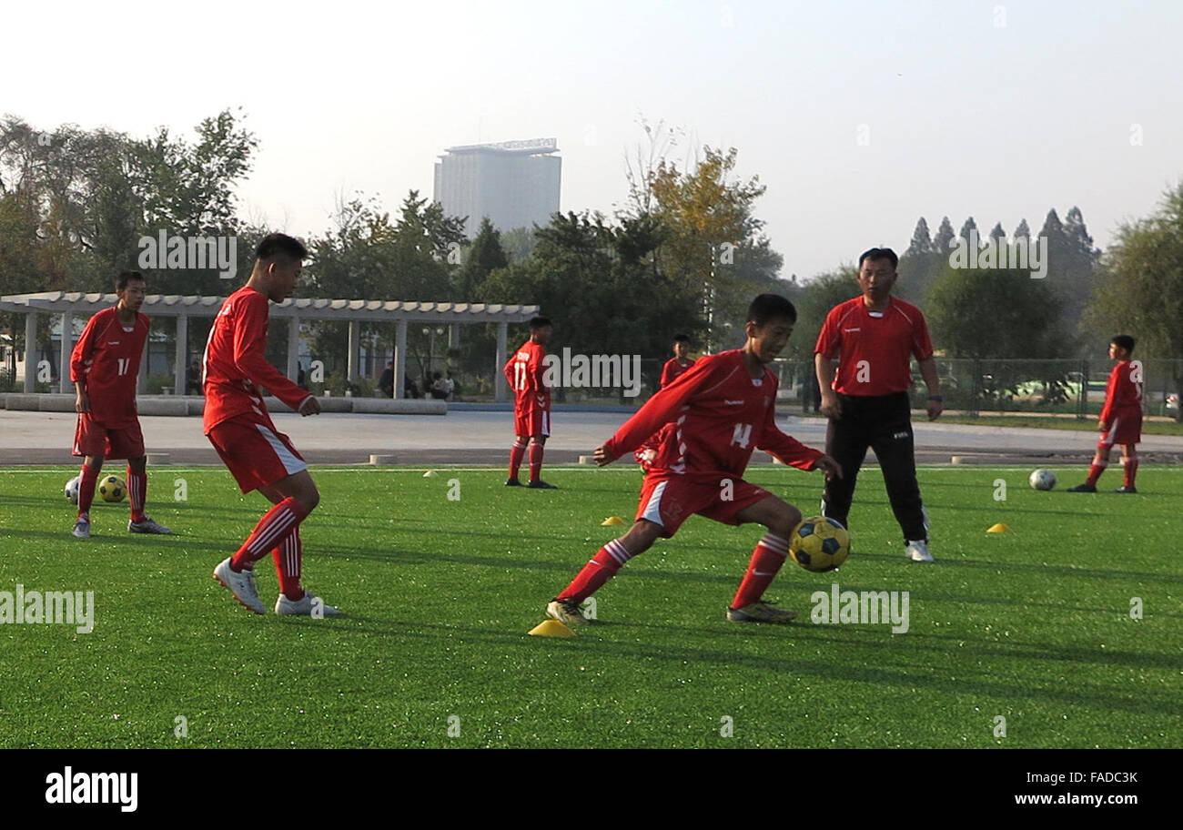 Pyongyang, North Korea. 20th Oct, 2015. Young North Korean soccer ...