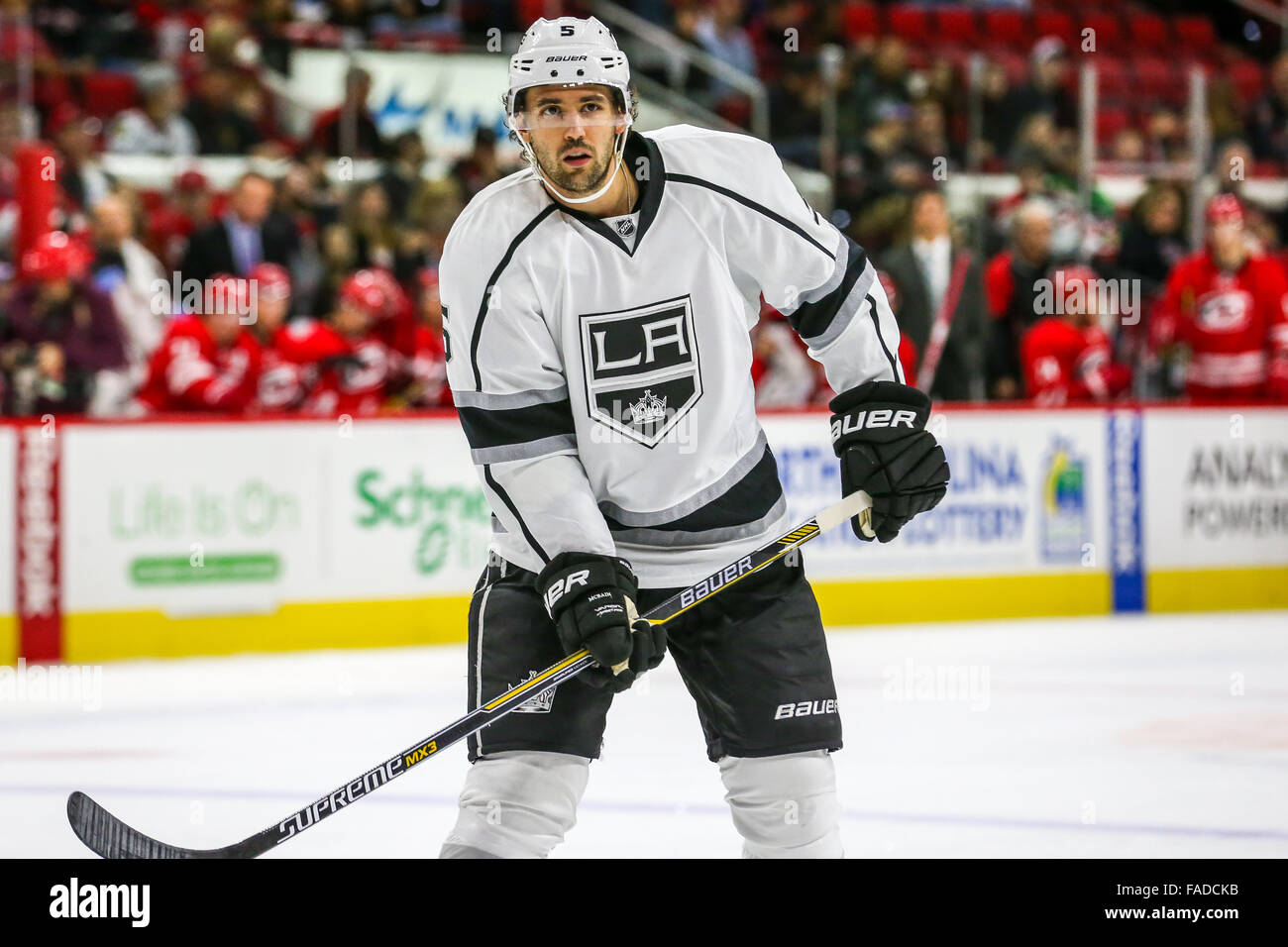 Los Angeles Kings defenseman Jamie McBain (5) during the NHL game ...