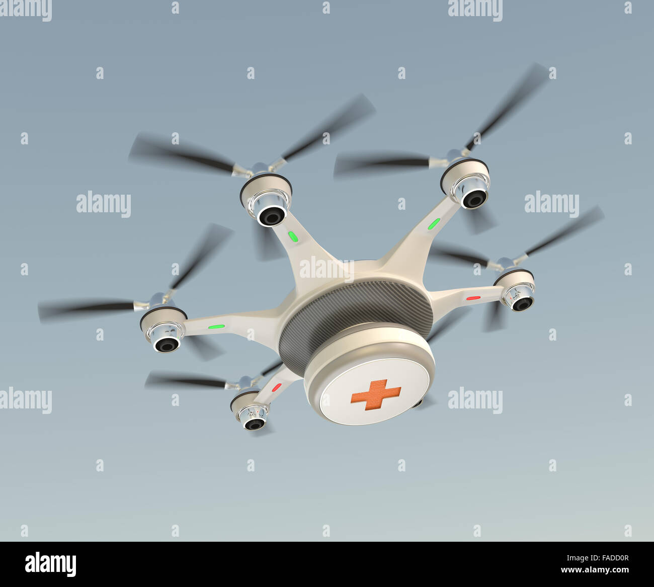 Drone carrying first aid kit for emergency medical care concept Stock ...