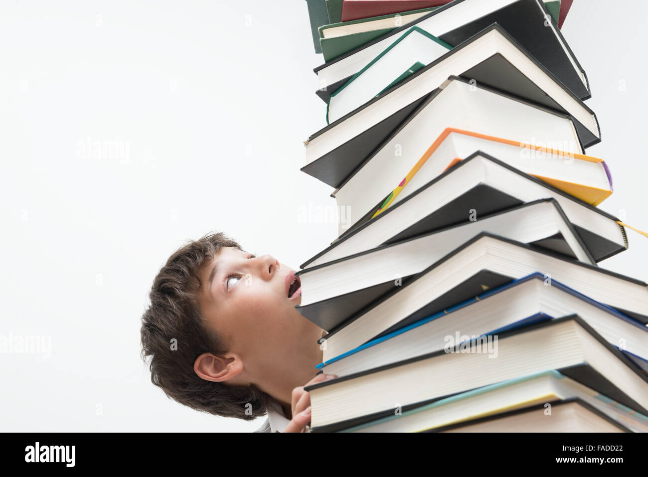Portrait of a boy with books Stock Photo - Alamy