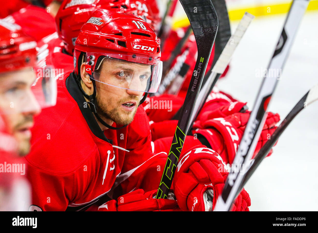 Carolina Hurricanes center Jay McClement (18) during the NHL game ...