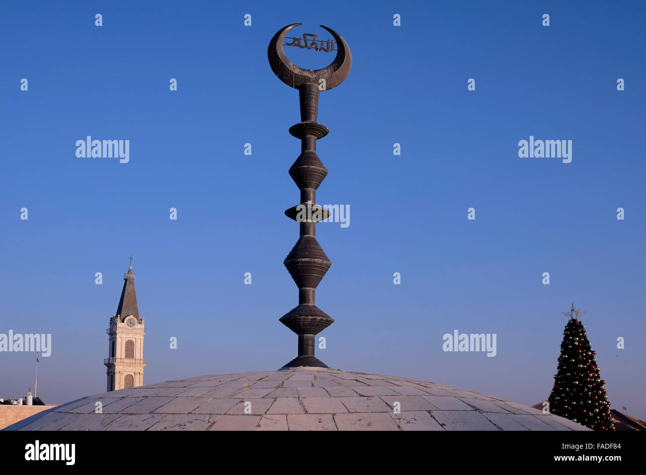 View of a crescent moon decorating finial of Masjid Al Qaymariyya ...