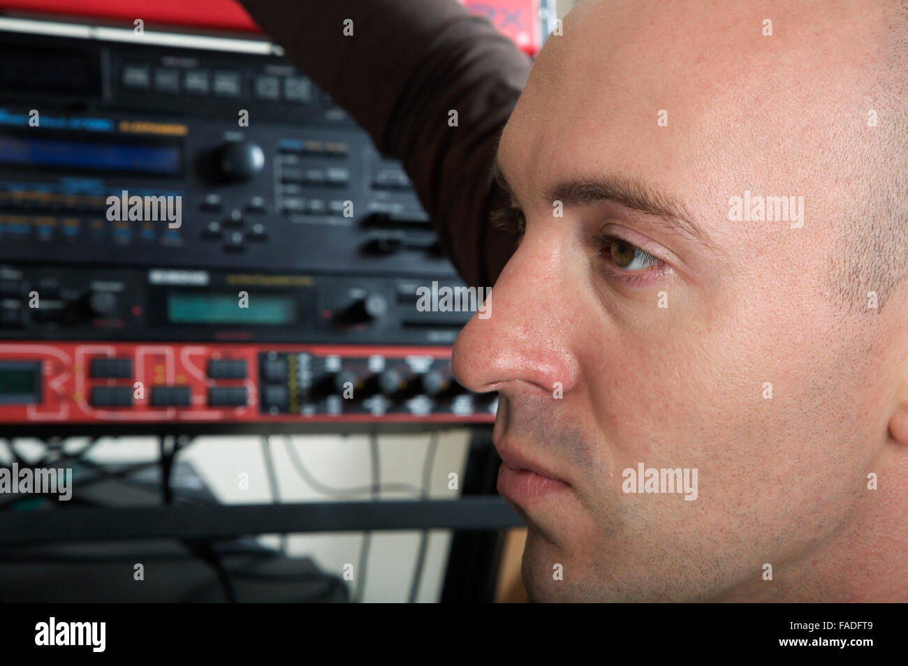 Man in the recording studio Stock Photo - Alamy
