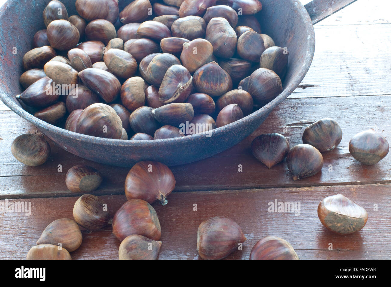 Group of raw chestnuts ready to be cooked,italy Stock Photo - Alamy