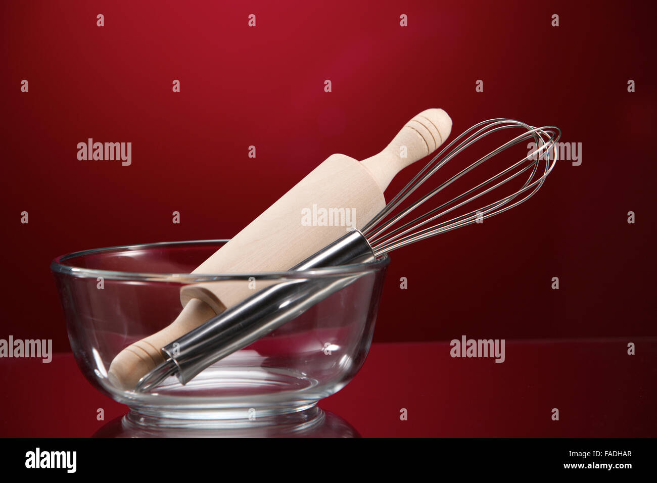 kitchen utensils in the glass bowl Stock Photo - Alamy