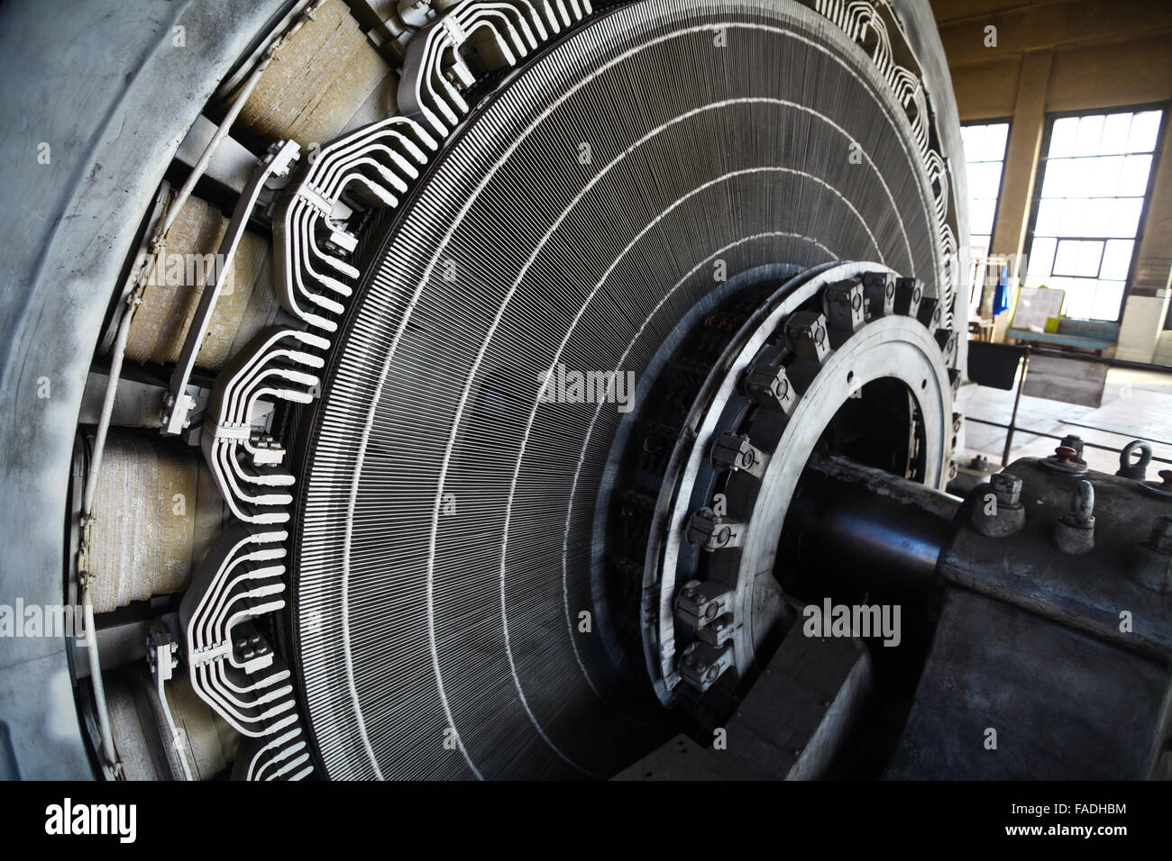 Close-up shot of a stator from a big electric motor Stock Photo - Alamy