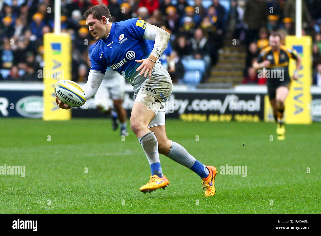 Coventry, UK. 27th, December, 2015. Saracens Alex Goode in action from ...