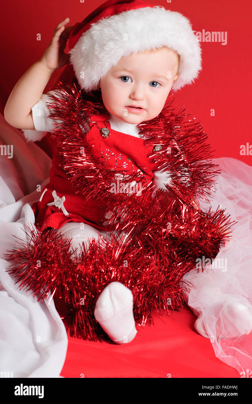 Little santa girl Stock Photo - Alamy